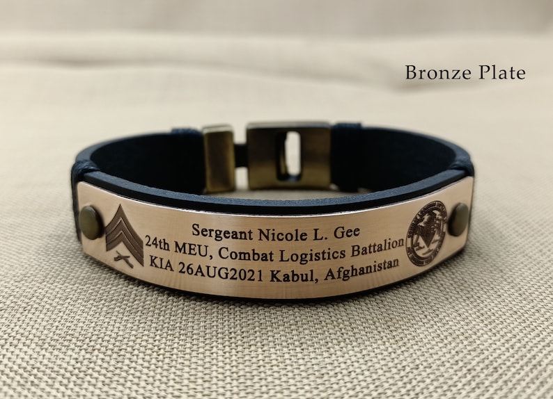 Custom Military Memorial Leather Bracelet Army Remembrance - Etsy