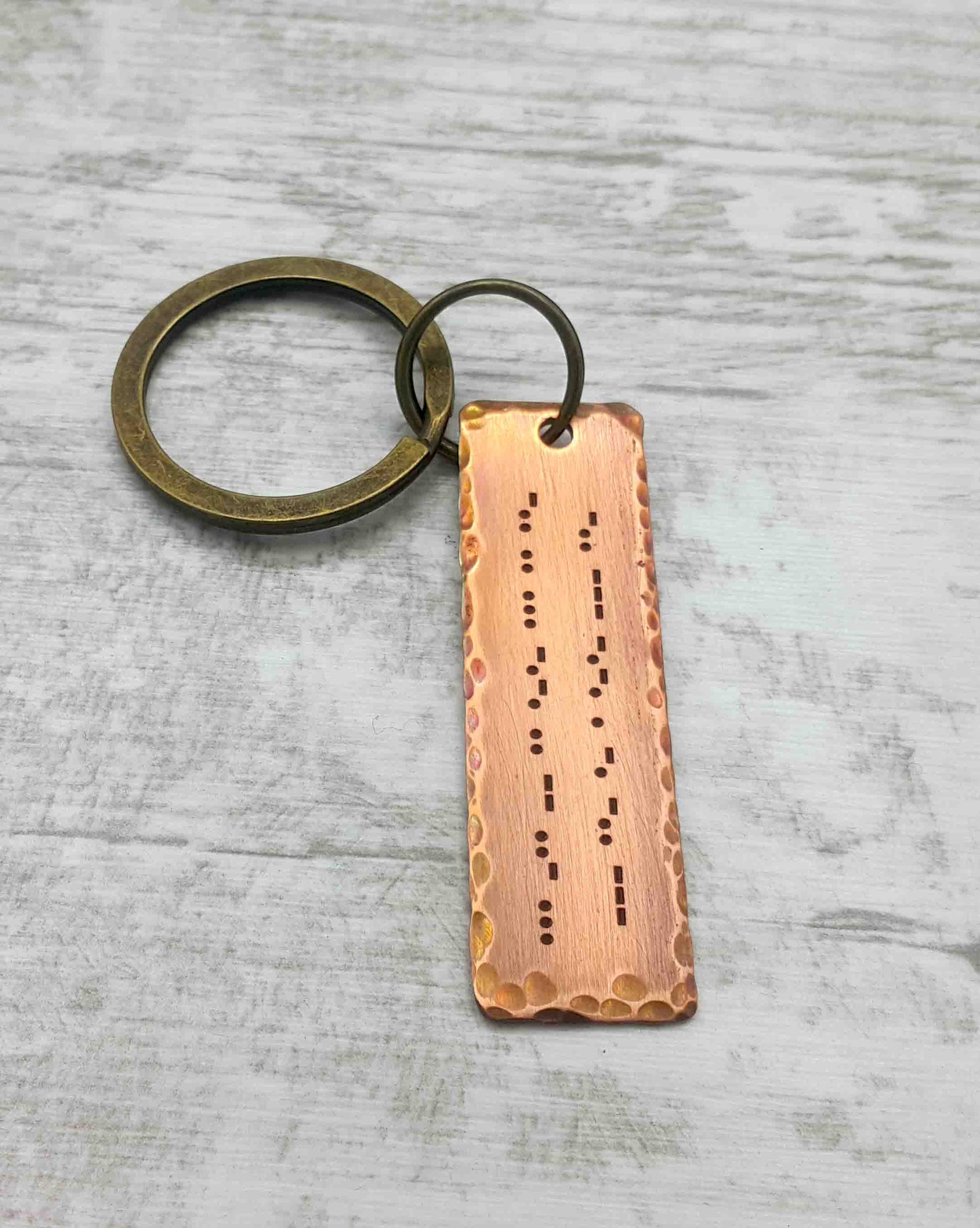 7th Anniversary Copper Gifts Copper Morse Code Keychain - Etsy