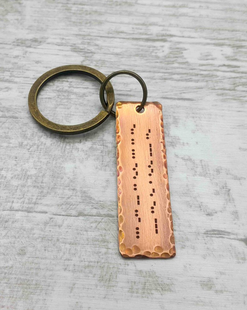 7th Anniversary Copper Gifts Copper Morse Code Keychain - Etsy