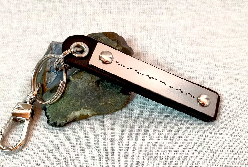 Morse Code Keychain for Men With QR Code - Secret Message Keychain ...