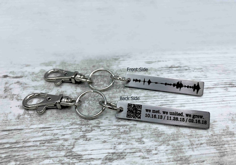 Custom Soundwave Keychain - Memorial Voice Memo QR Code, Engraved ...