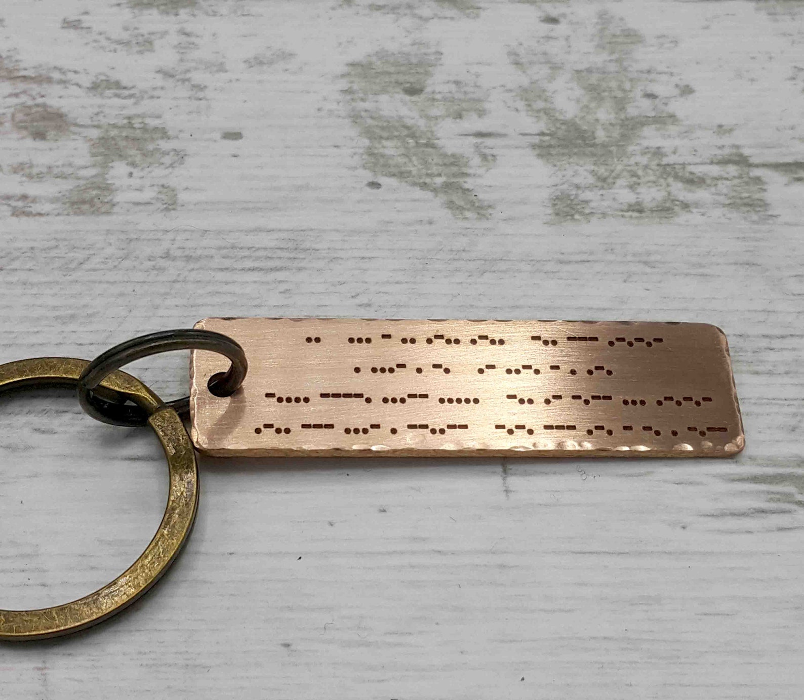 Bronze Anniversary Keychains, Custom Morse Code Keychain, 8th ...