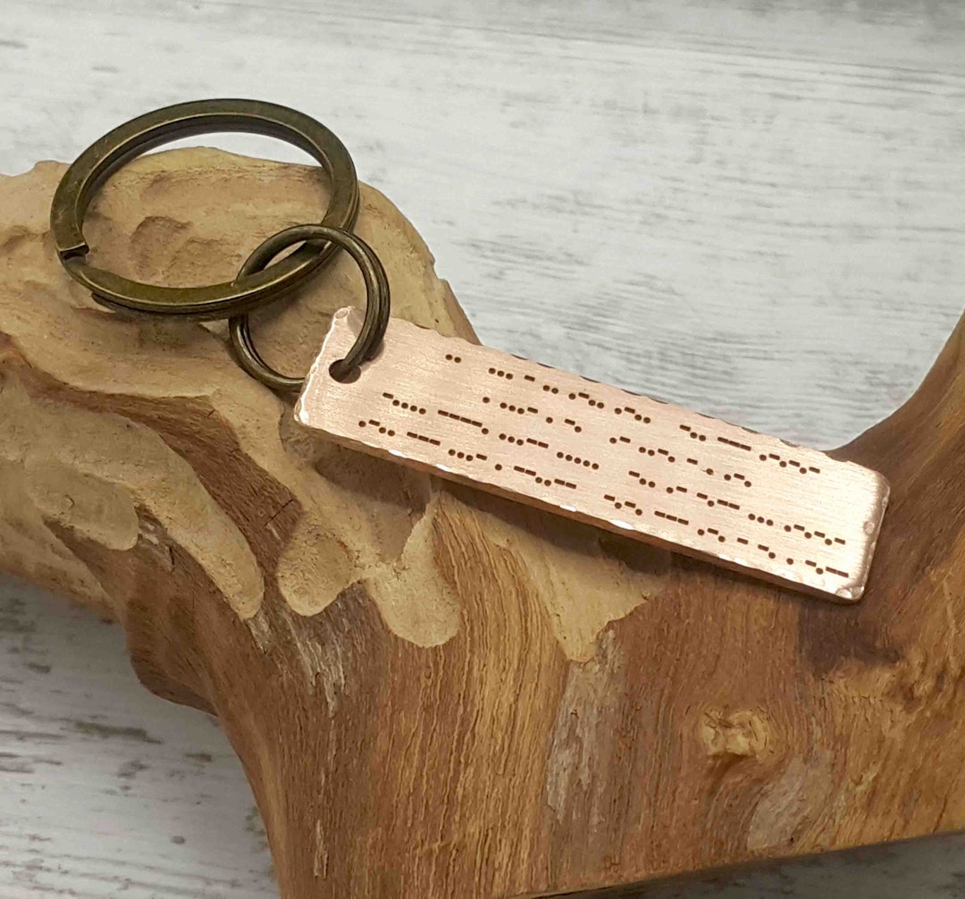 Bronze Anniversary Keychains, Custom Morse Code Keychain, 8th ...