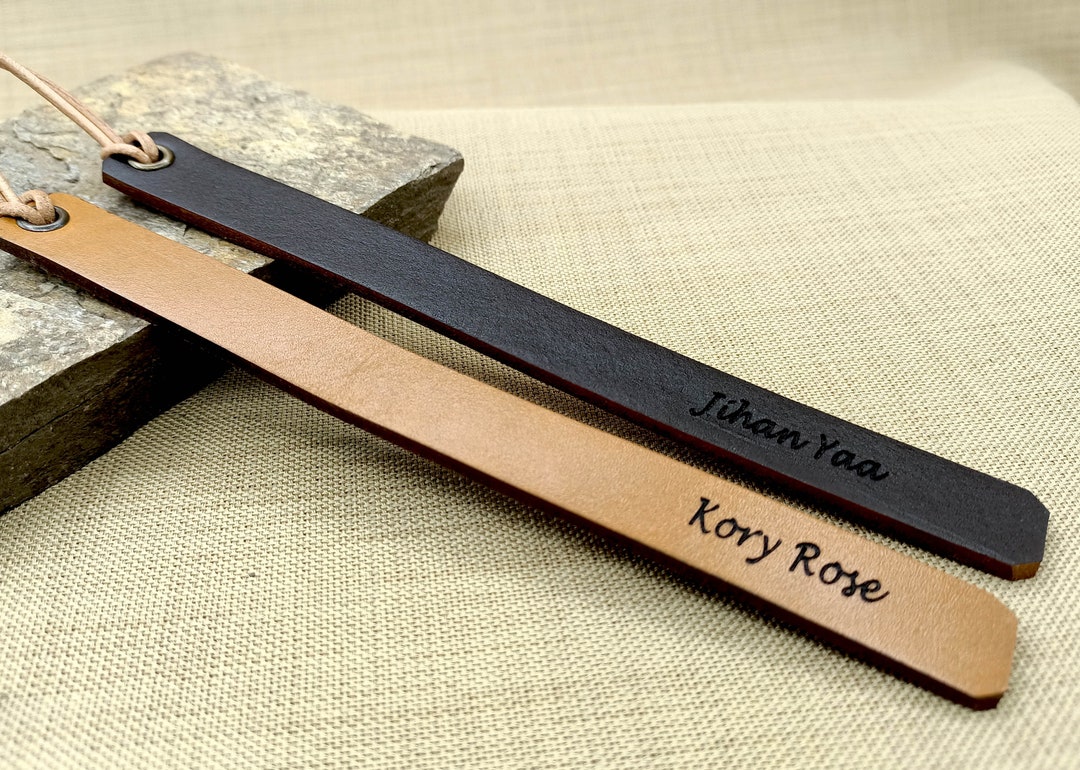 Personalized Leather Bookmark – Custom Name, Initials, Symbol & Quote ...