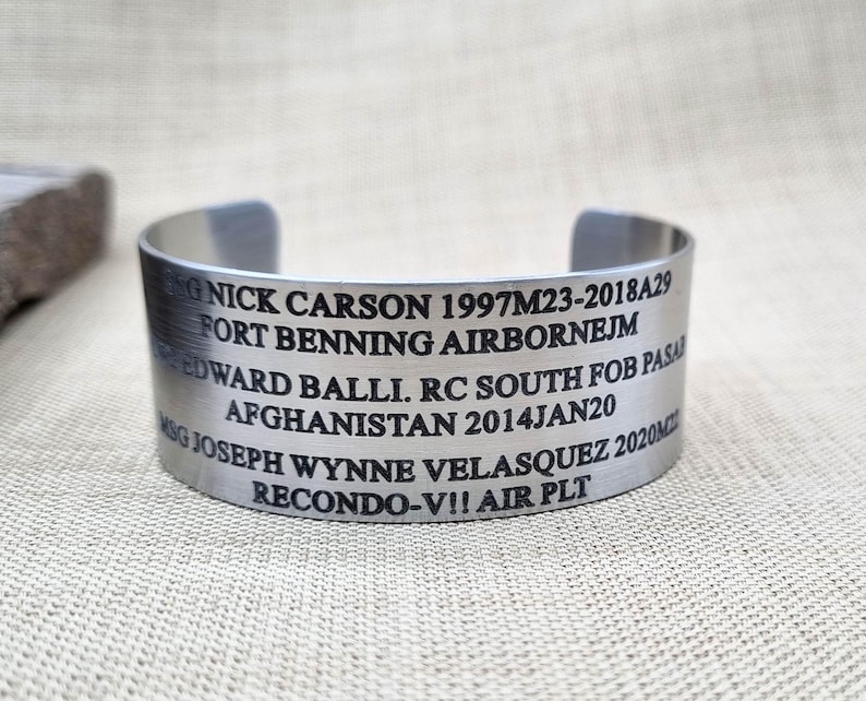 Customized Stainless Steel Memorial Cuff Bracelet, Honor the Fallen ...