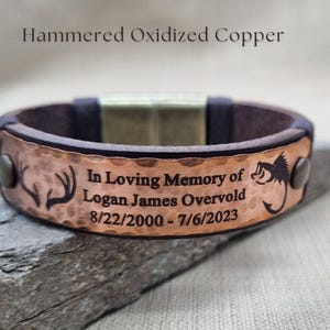 Custom Military Memorial Leather Bracelet, KIA Remembrance Gift for ...
