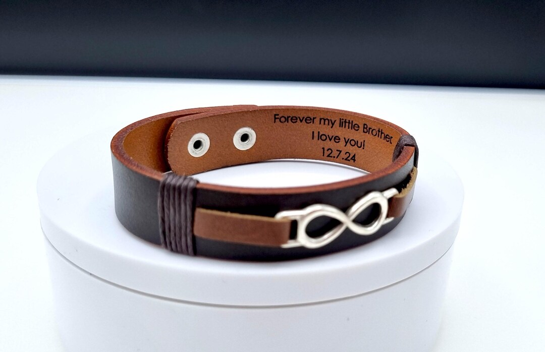 Personalized Leather Infinity Bracelet for Men - Custom Engraved ...