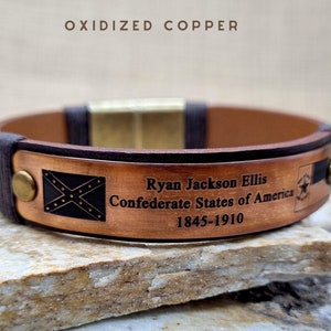 Custom Military Memorial Leather Bracelet, KIA Remembrance Gift for ...
