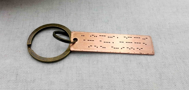 7th Anniversary Copper Gifts Copper Morse Code Keychain - Etsy