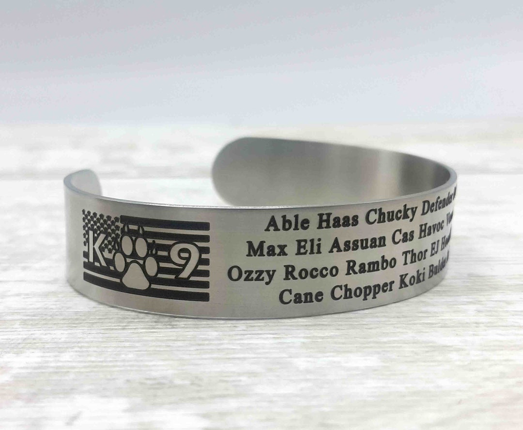 Personalized K9 Memorial Stainless Steel Cuff Bracelet - Etsy