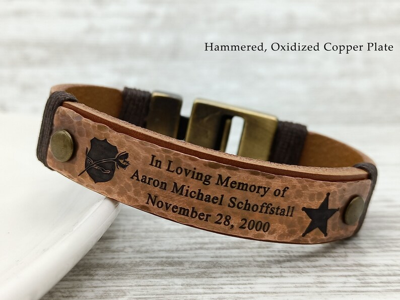 Custom Military Memorial Leather Bracelet Army Remembrance - Etsy