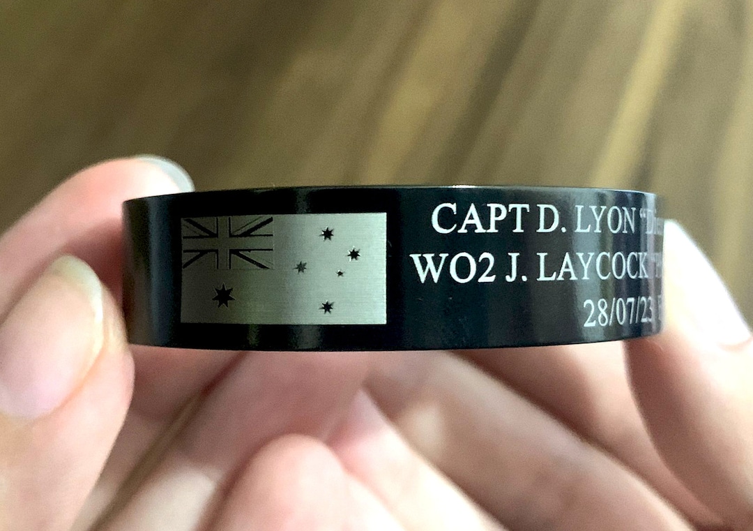 Australian Army Memorial Bracelet, Custom Designed Black Stainless ...