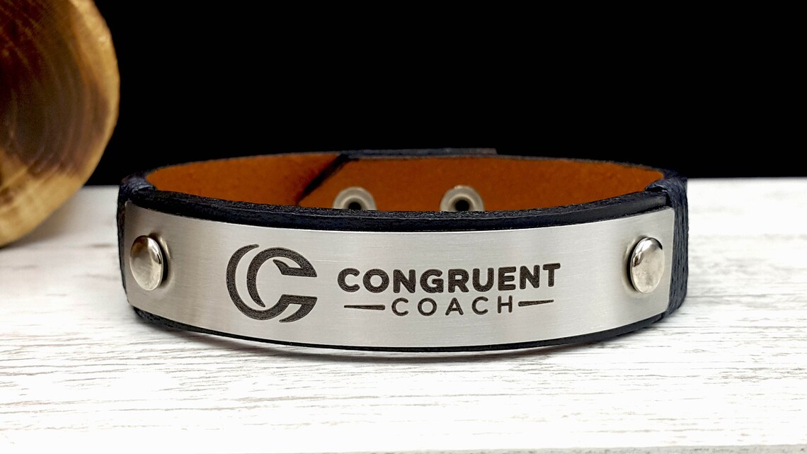 Custom Business Logo Engraved Leather Bracelets Company Logo | Etsy