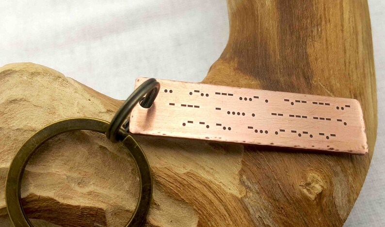 7th Anniversary Copper Gifts Copper Morse Code Keychain - Etsy