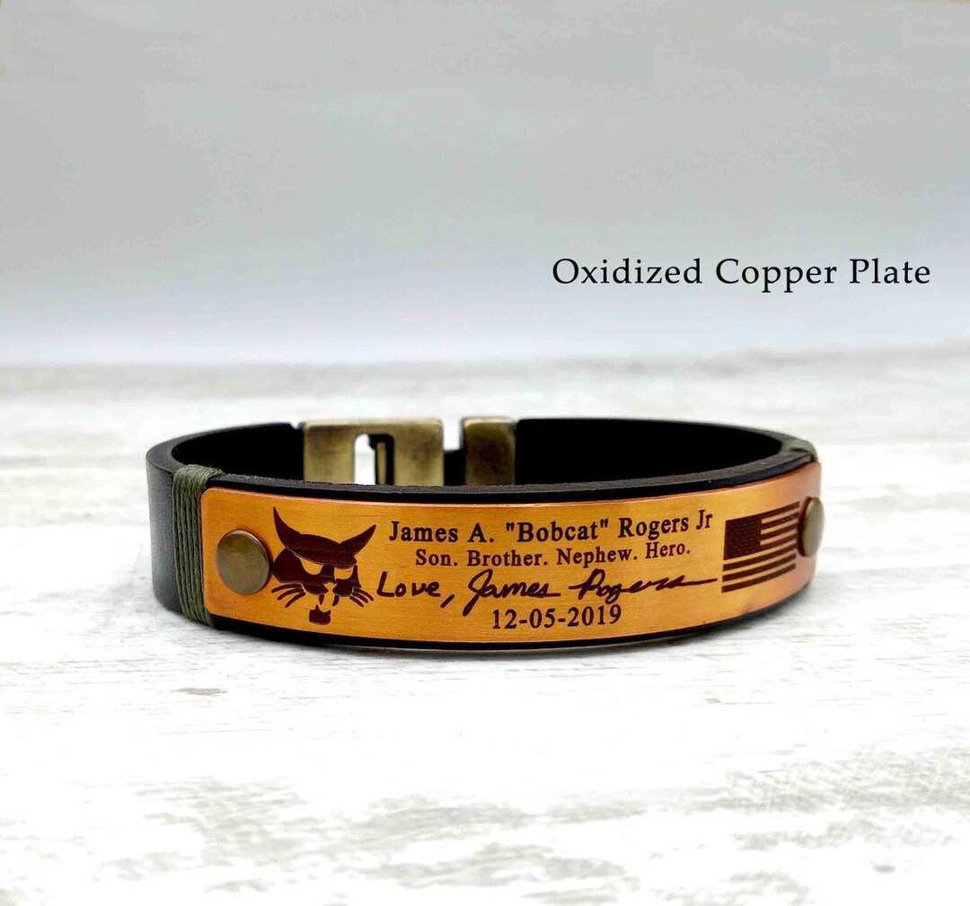 Custom Military Memorial Leather Bracelet, Army Remembrance KIA ...