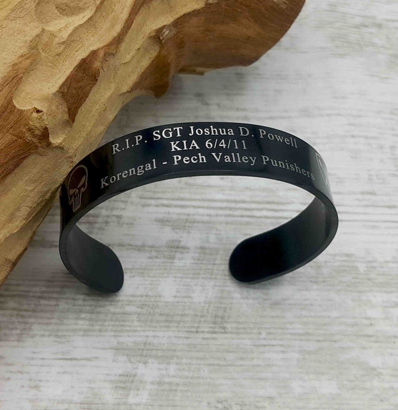 Custom Engraved Memorial Military Bracelet Military Black - Etsy