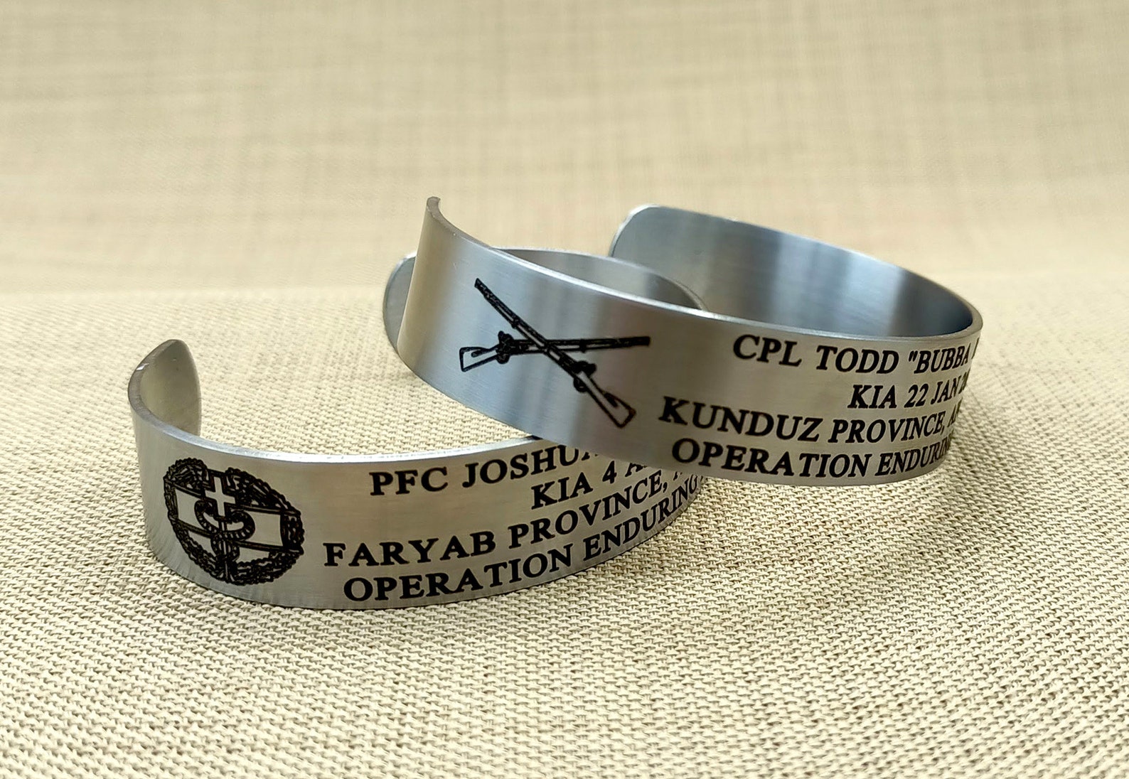 Customized Stainless Steel Memorial Cuff Bracelet, Honor the Fallen ...