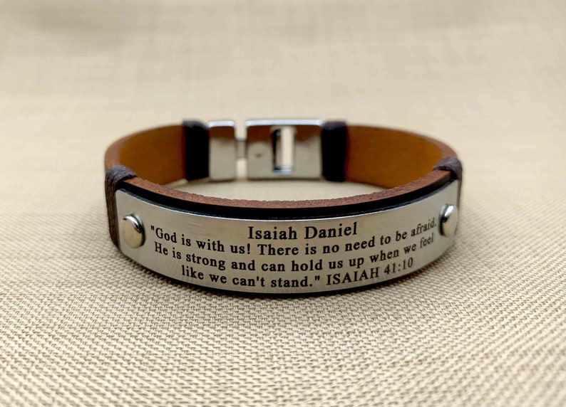 Jeremiah 29:11 Leather Bracelet, Personalized Bible Verse Jewelry ...