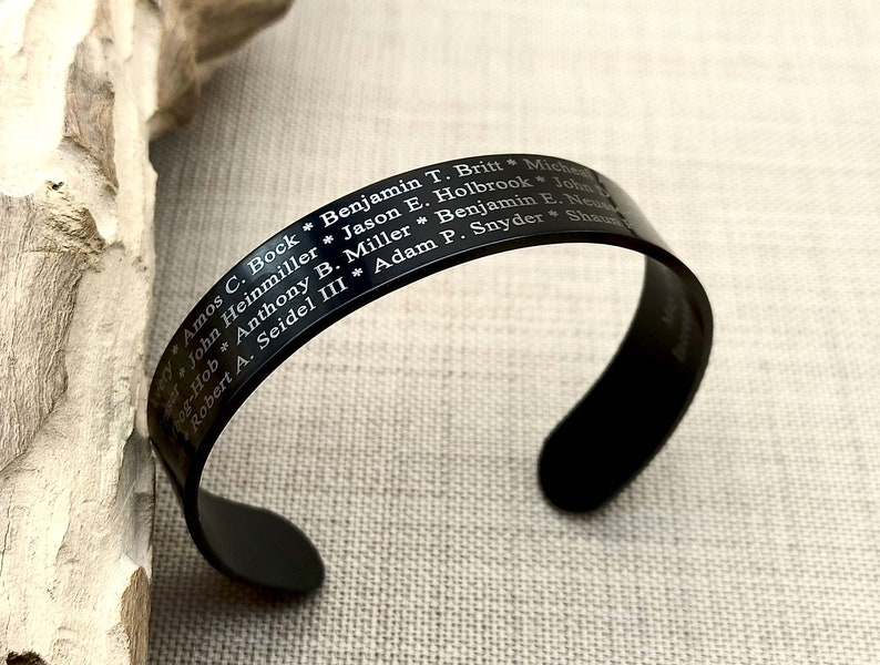 Custom Engraved Memorial Military Bracelet - Military Black Stainless ...