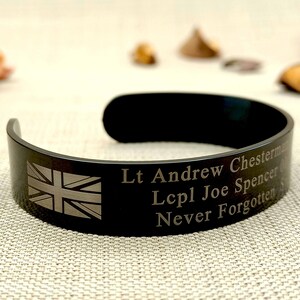 Custom Engraved Memorial Military Bracelet Military Black Stainless ...