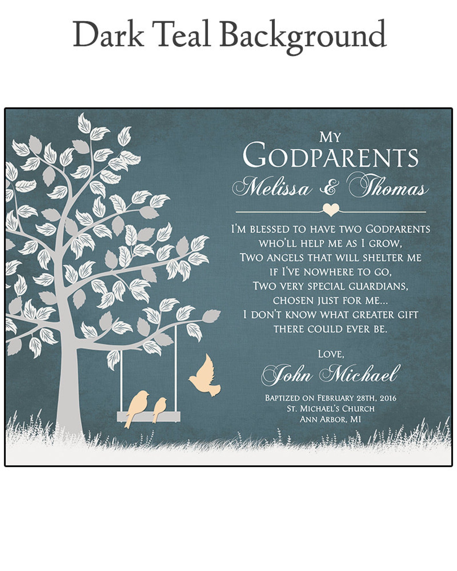 Godparents Gift Gift For Godparents Personalized Godparents | Etsy