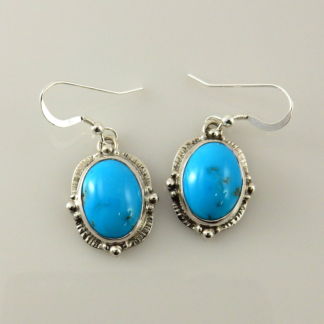 Pendientes de turquesa de plata/pendientes colgantes de - Etsy España