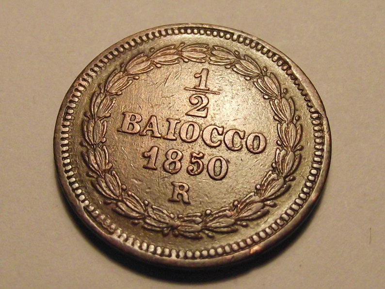 1850R Papal Staes, Italy: 1/2 Baiocco, Pius IX #4461 - Etsy