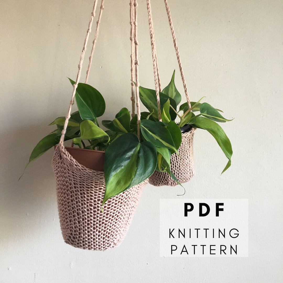 Knit Plant Holder PDF Knitting Pattern - Plant Cozy Pattern - Knit ...