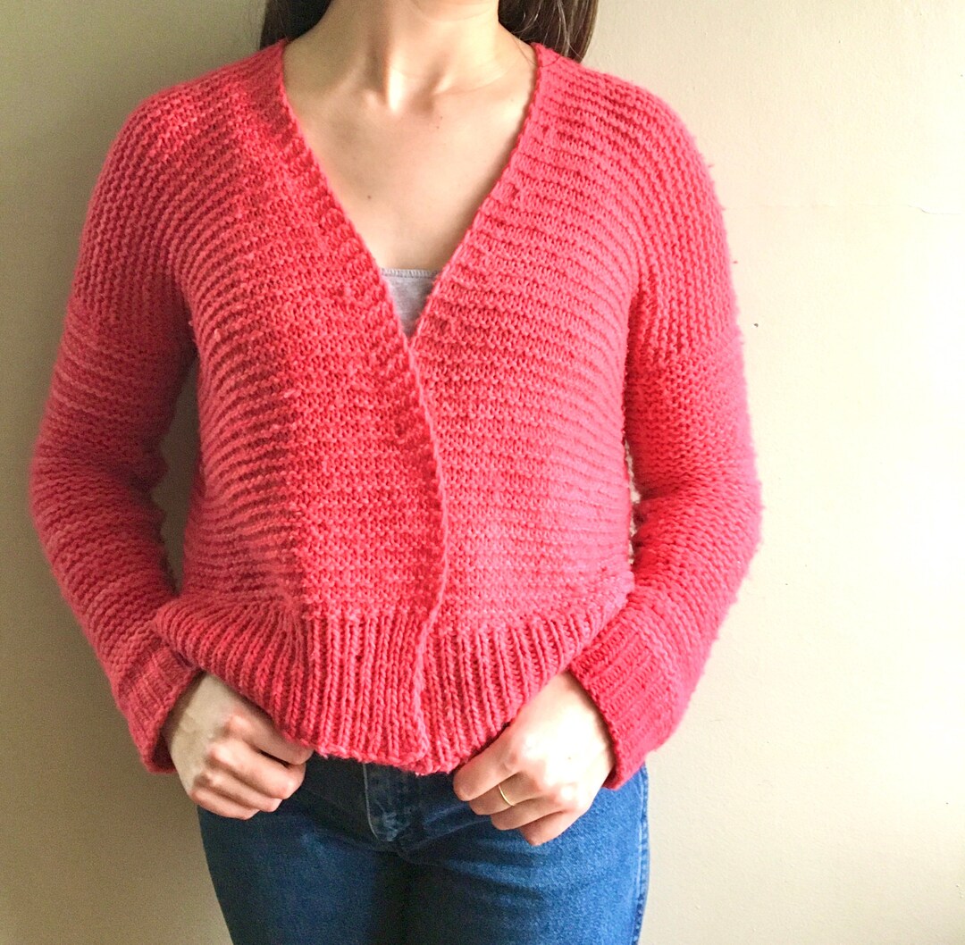 The Pink Sweater - Knitting Pattern PDF - Oversized Cardigan Knitting ...