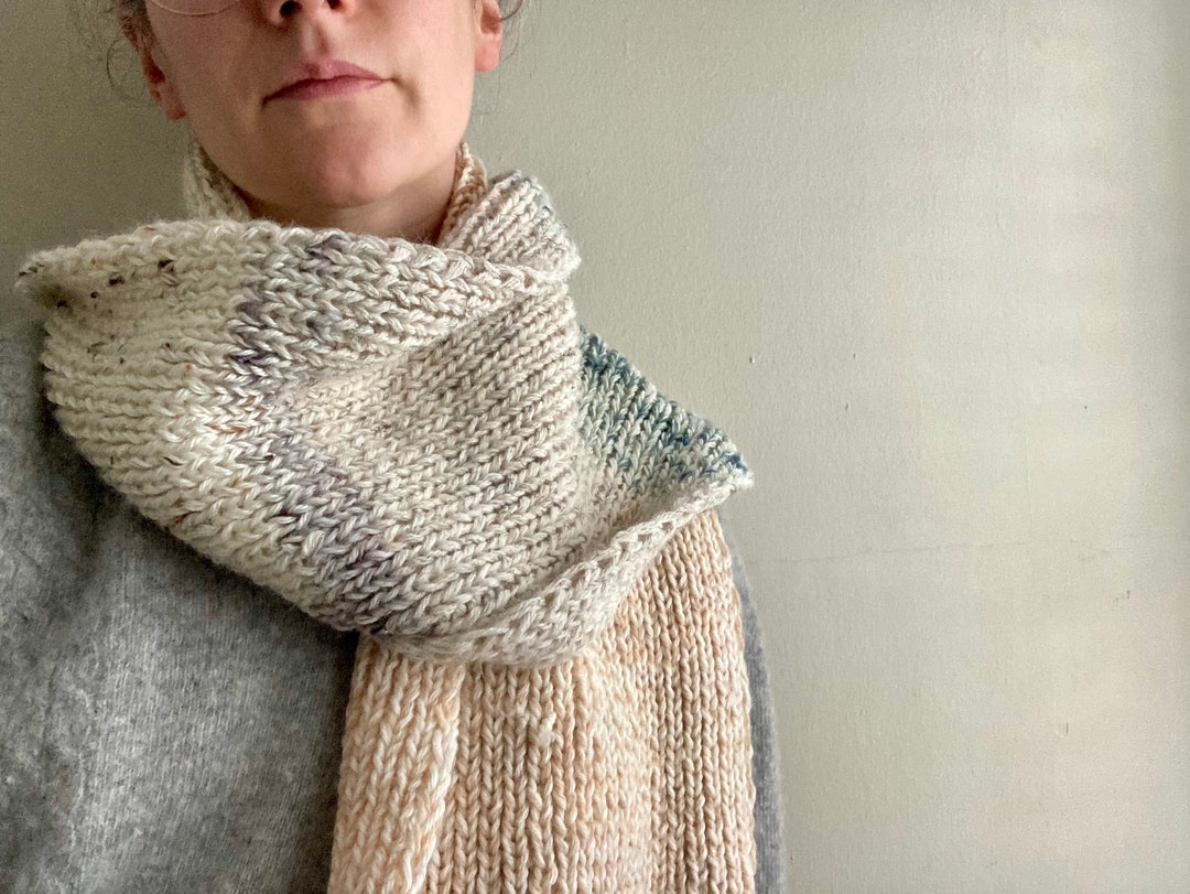 THE EXTRA SCARF - Knitting Pattern Pdf - Diy Rib Knit Scarf - Chunky ...