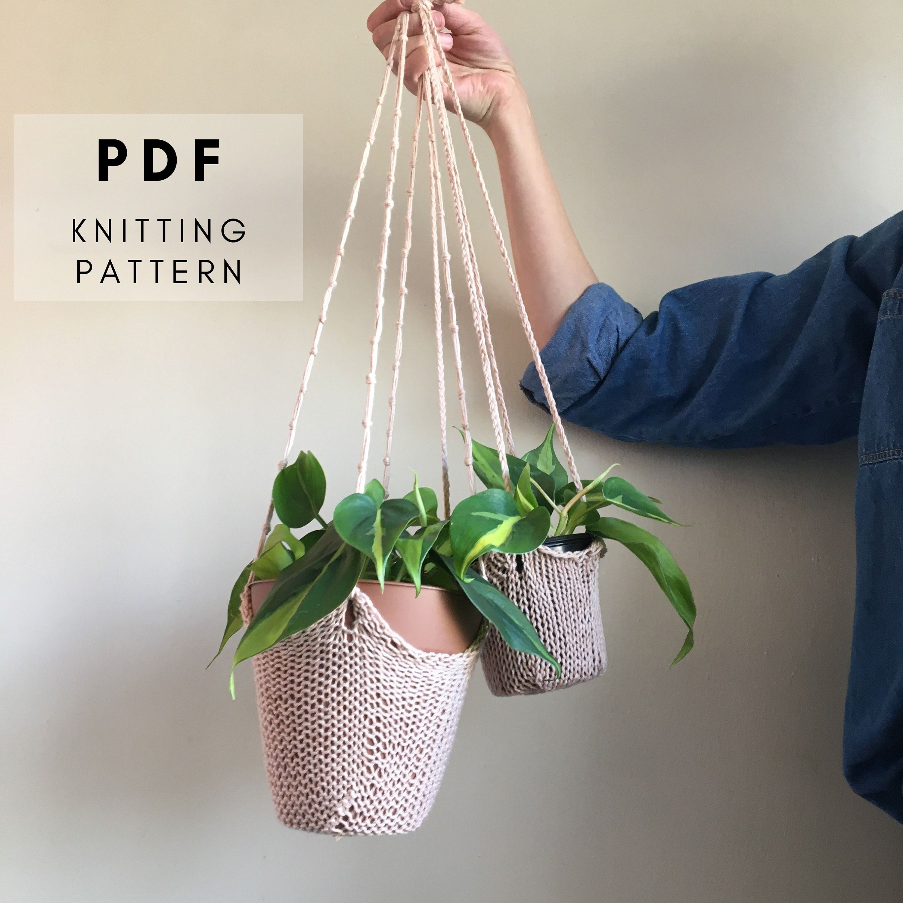Knit Plant Holder PDF Knitting Pattern Plant Cozy Pattern | Etsy