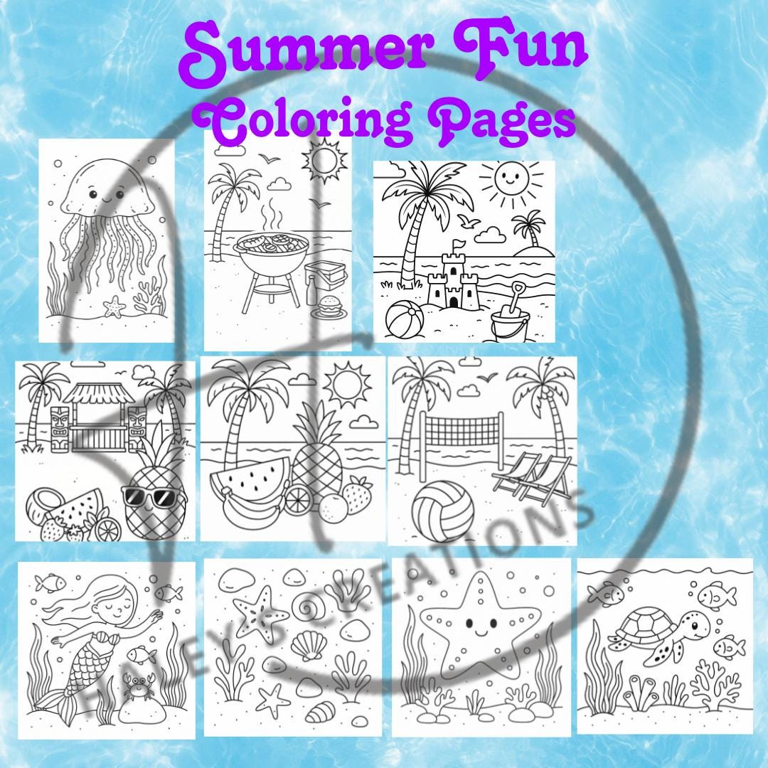 Summer Fun Beach Coloring Pages for Kids Printable Ocean & Vacation ...