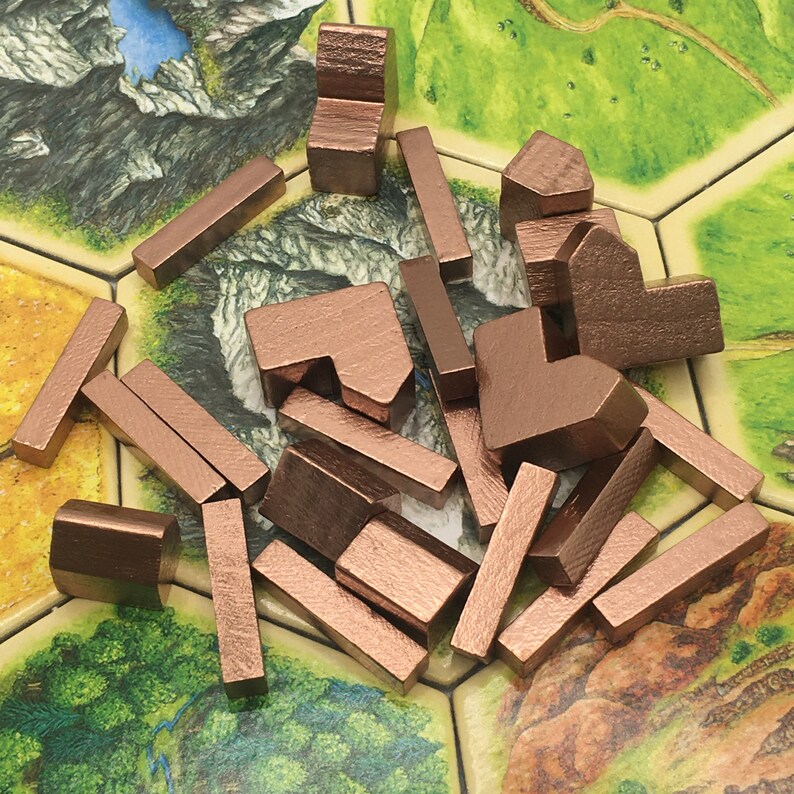 Catan Custom Colored Replacement Game Pieces Real Wood | Etsy