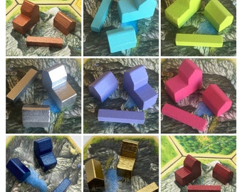 Catan Custom Colored Replacement Game Pieces Real Wood - Etsy