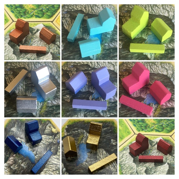 Catan Custom Colored Replacement Game Pieces Real Wood - Etsy