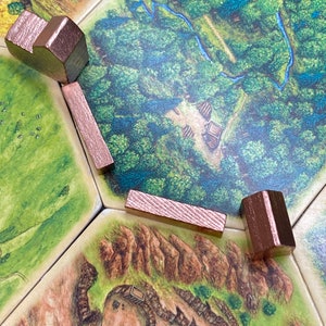 Catan Custom Colored Replacement Game Pieces Real Wood Painted in Brite ...