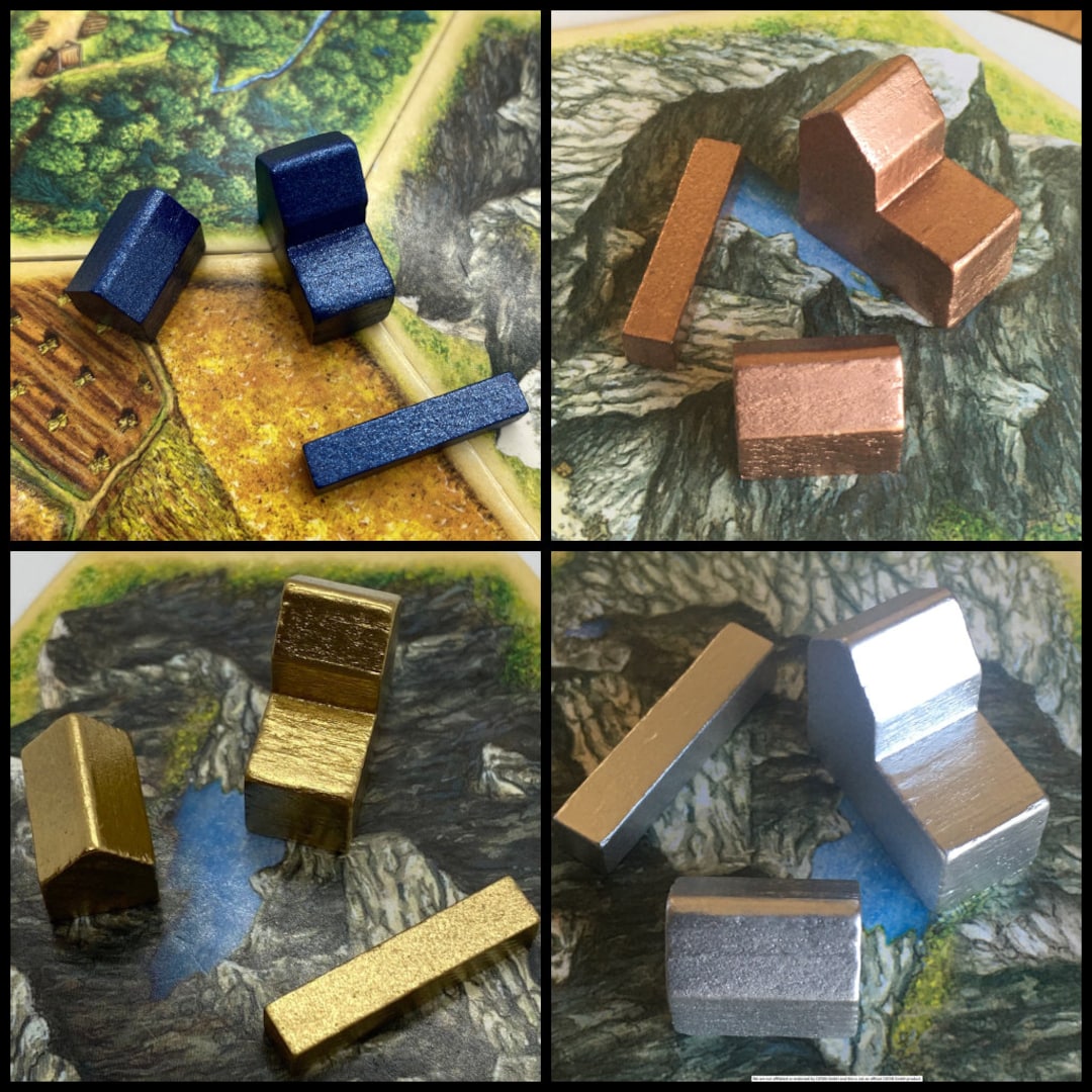 Catan Custom Colored Replacement Game Pieces Real Wood Painted in Many ...