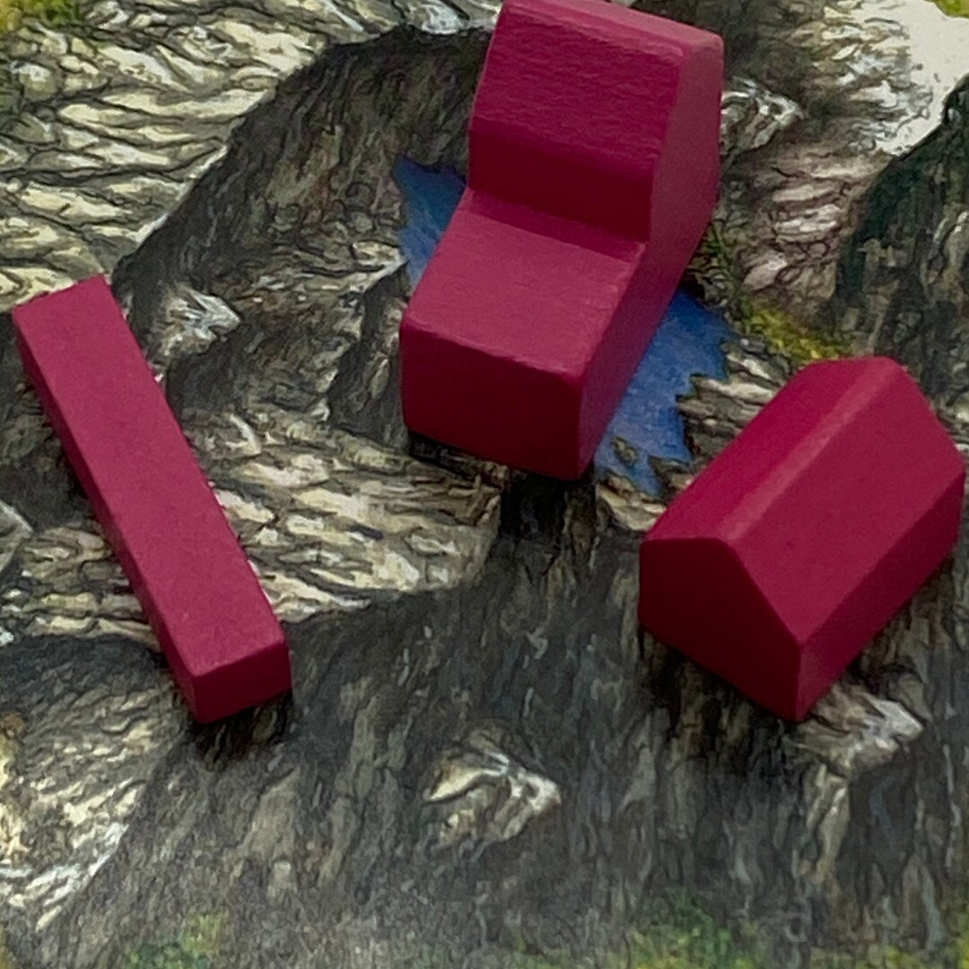 Catan Custom Colored Replacement Game Pieces Real Wood Painted in Berry ...