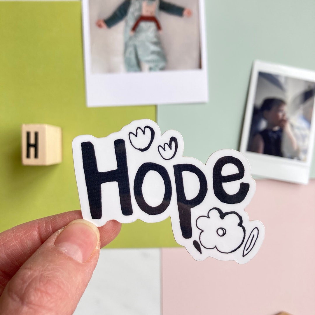 Hope - Black & White Vinyl Sticker/decal Featuring Hand Illustrated ...