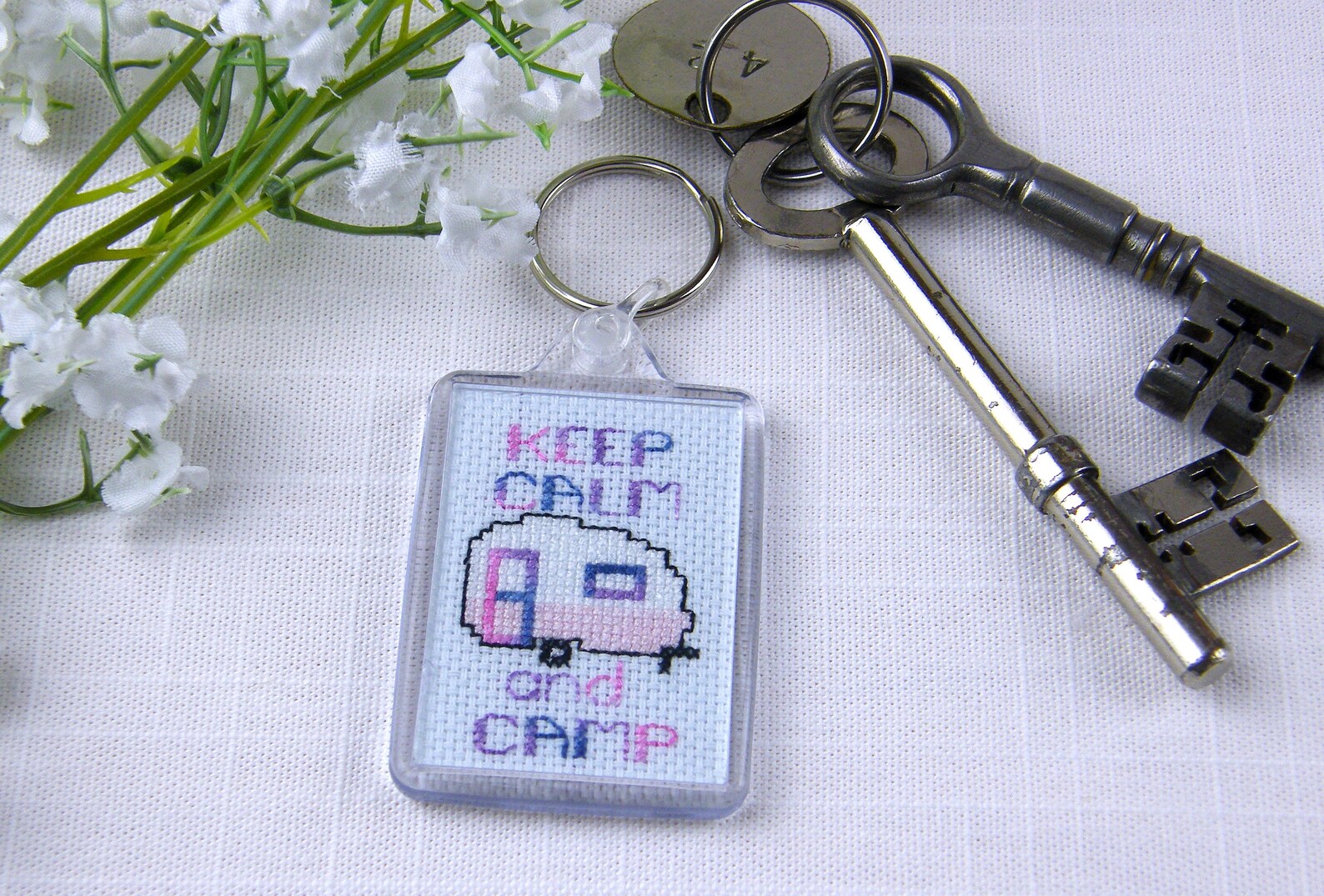 Keyring Kit, Caravan, Camper or Tent Keep Calm and Camp Keyring Kit to ...