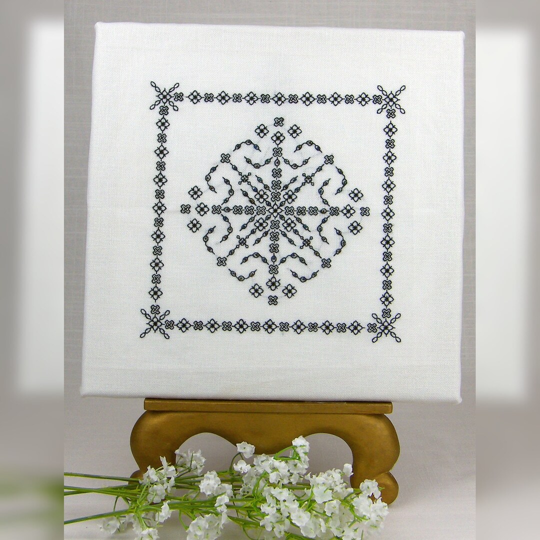 Blackwork Kit Diamond Garden Square Geometric Blackwork Design. - Etsy