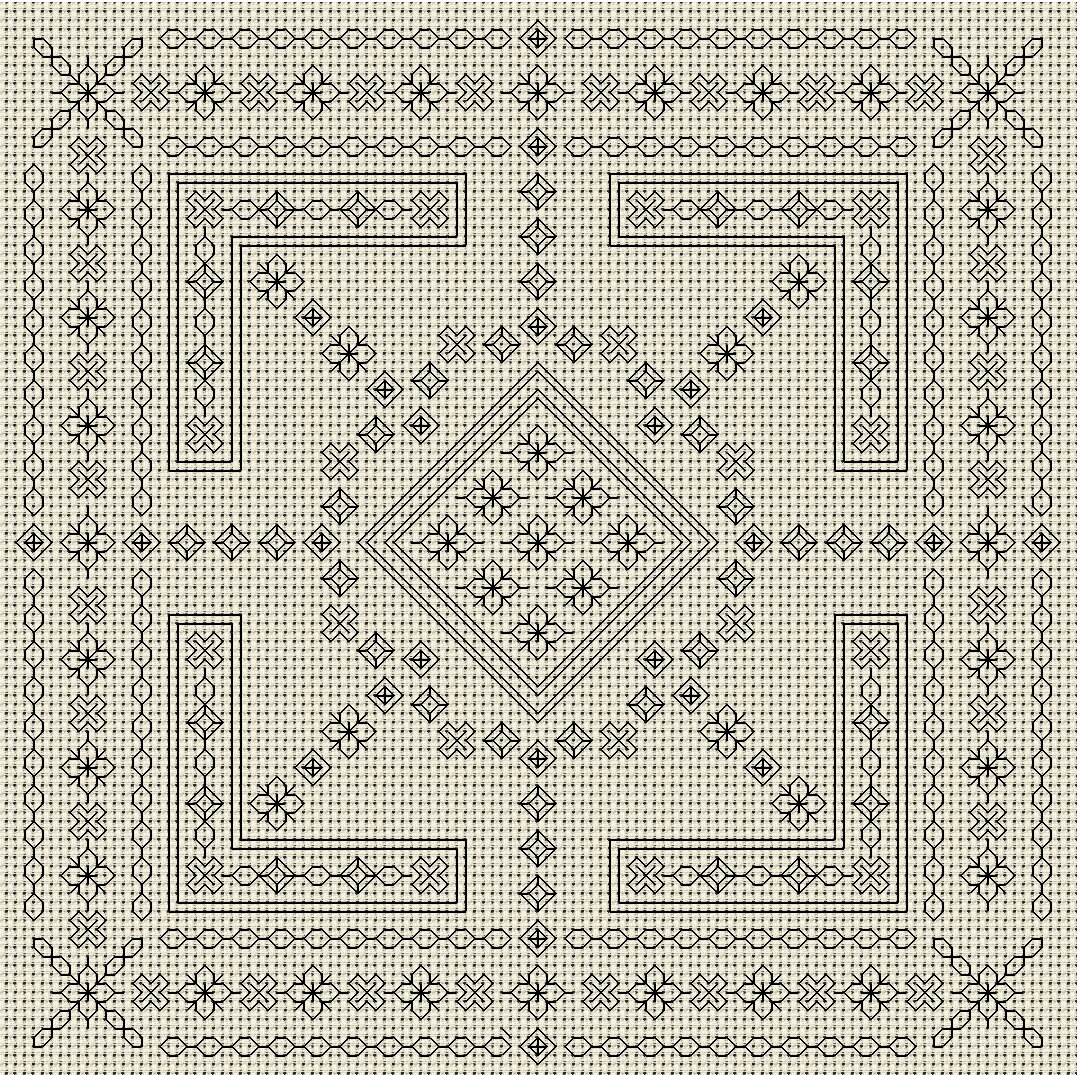 Garden Border Square Blackwork Chart in PDF Digital Download Format. - Etsy