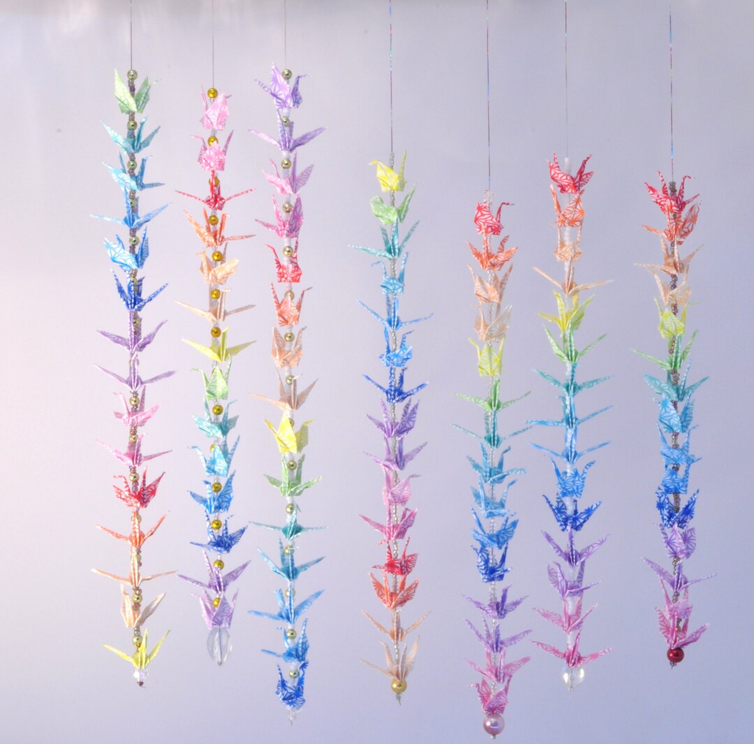 Unique 15 Crane Rainbow Origami Strings With Beads Colourful - Etsy ...