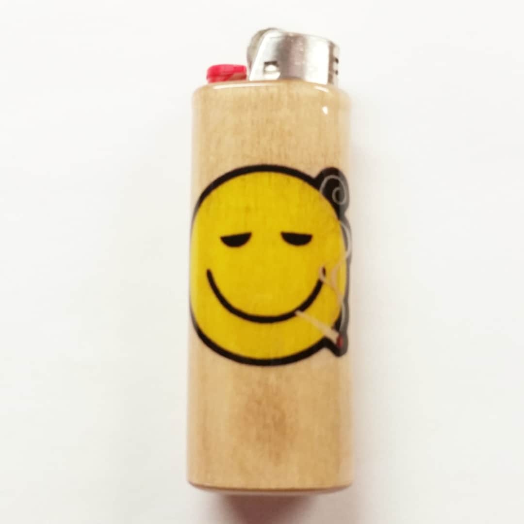 Smiley Face Smoking Joint Lighter Case Holder Sleeve Cover Fits Bic ...