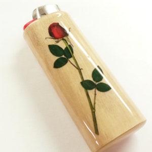 Long Stemmed Rose Flowers Roses Lighter Case Holder Sleeve Cover Fits ...