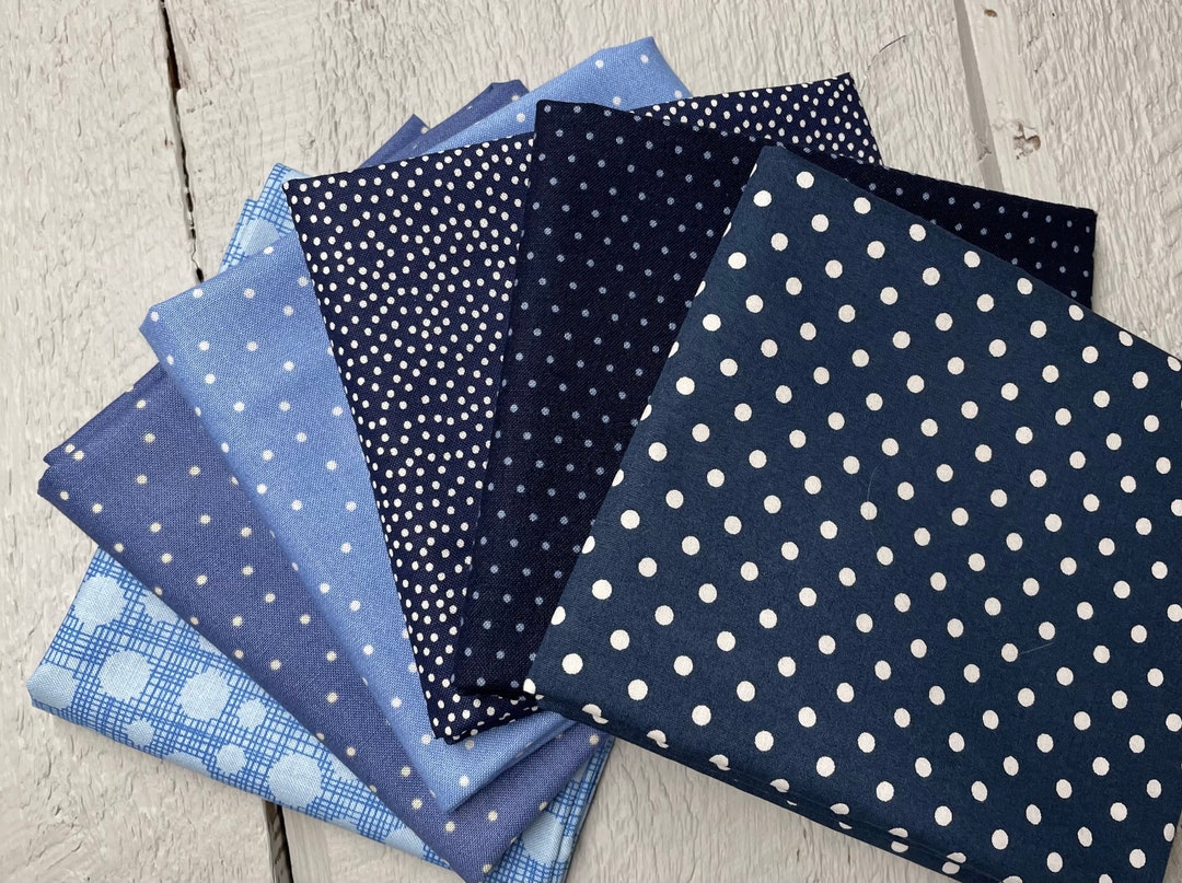 FQ Bundle Blue Dotted Prints 6 Variety of Quilt Shop Quality Prints - Etsy