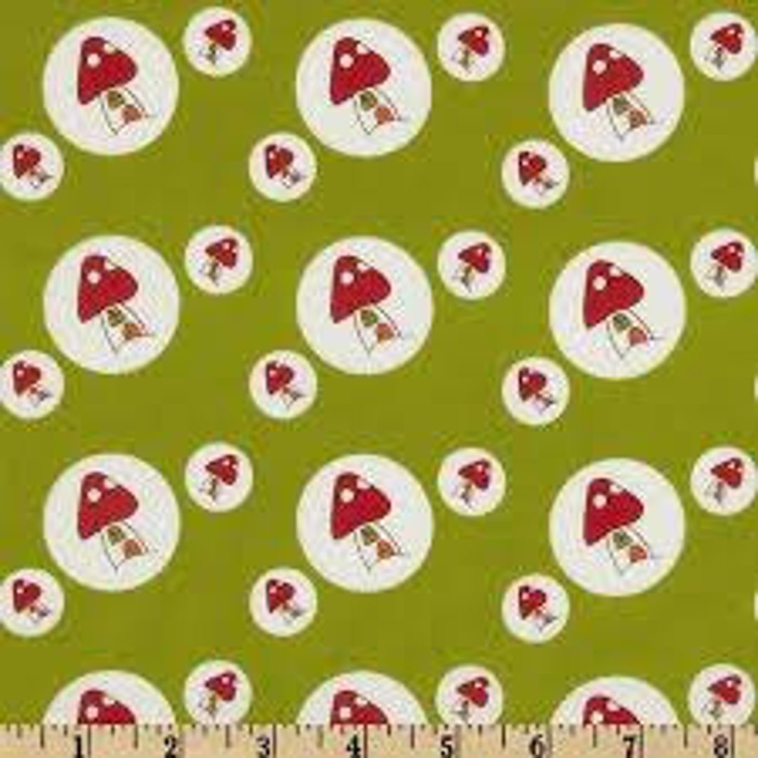 Sold BTY Woodland Toadstool Green 30407 - 60 Lecien Fabrics - Etsy