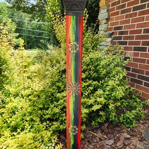 Garden Peace Pole Hand Painted With Solar Light Cap and Wire Stand ...