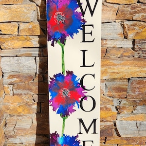 Hand Painted and Lettered Outdoor Welcome Sign for Front Porch Leaner ...