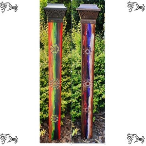 Garden Peace Pole Hand Painted With Solar Light Cap and Wire Stand ...
